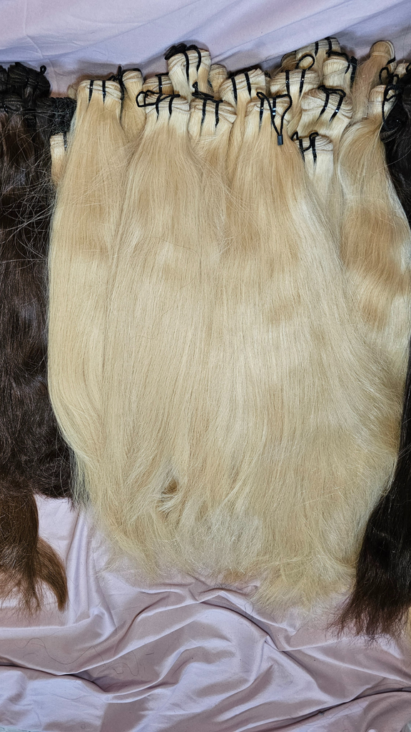 24" Blonde Straight 100% Human Hair Bundle 120g – Nishi Hair Extensions